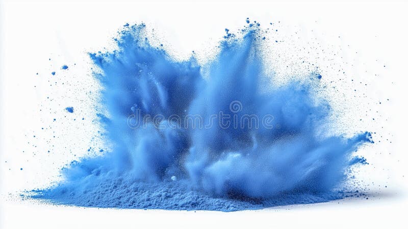 Blue Powder Explosion Captured in Mid-Air on White Background Stock ...