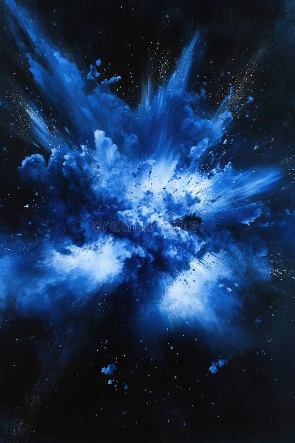 Blue Powder Explosion in Dark Stock Photo - Image of shutter, burst ...