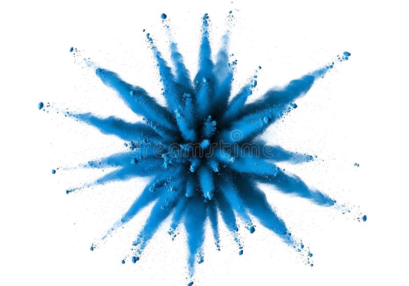 Blue Powder Explosion Isolated on White Background Stock Illustration ...