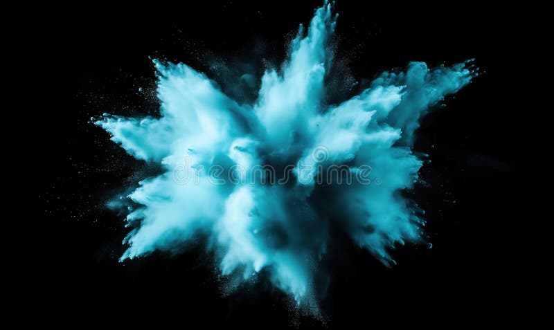 Blue Powder Explosion, Vibrant Cloud of Blue Powder Bursting Against ...