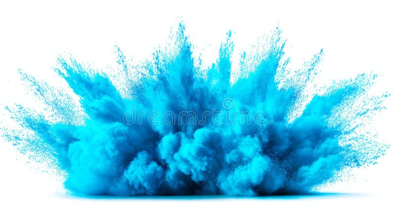 Blue Powder Explosion Vibrant Blue Powder Exploding on White Background ...