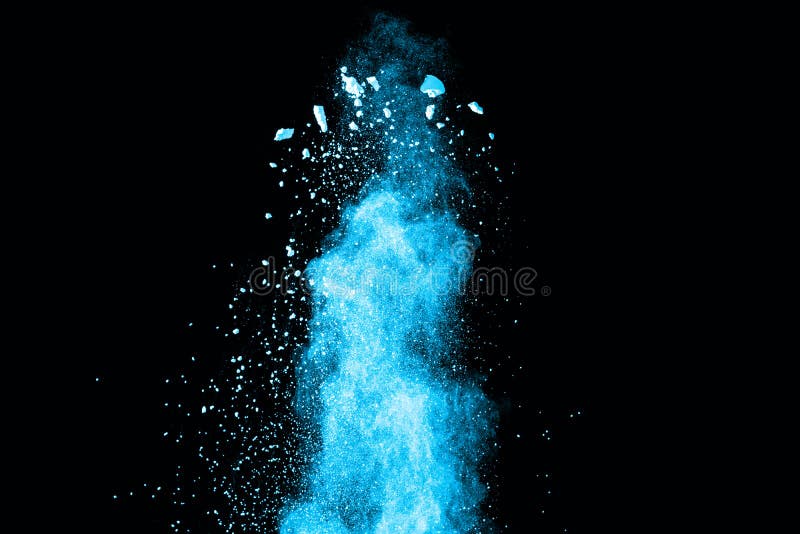Blue Powder Explosion on White Background. Stock Photo - Image of ...