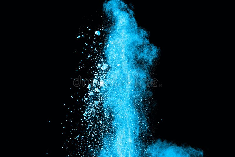 Blue Powder Explosion on White Background. Stock Image - Image of ...