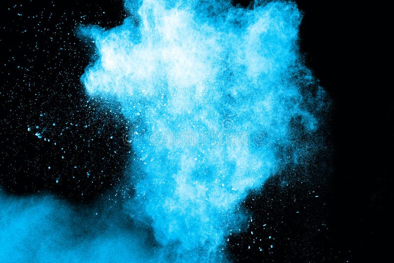 Blue Powder Explosion on White Background. Stock Photo - Image of glow ...