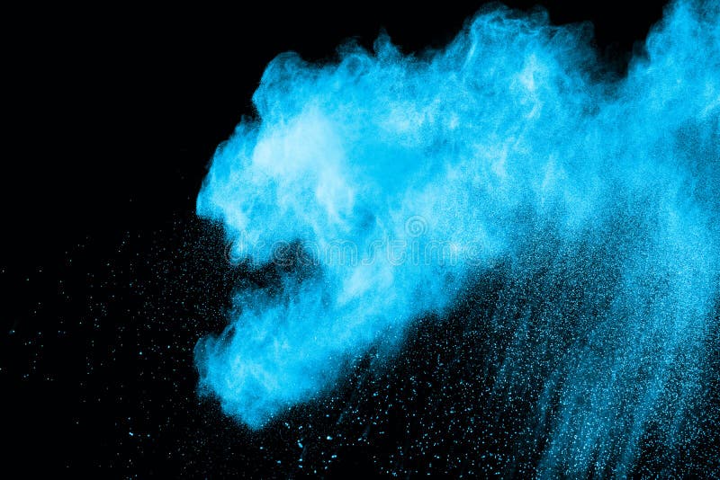 Blue Powder Explosion on White Background. Stock Photo - Image of ...