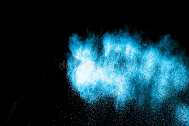 Blue Powder Explosion on White Background. Stock Image - Image of ...