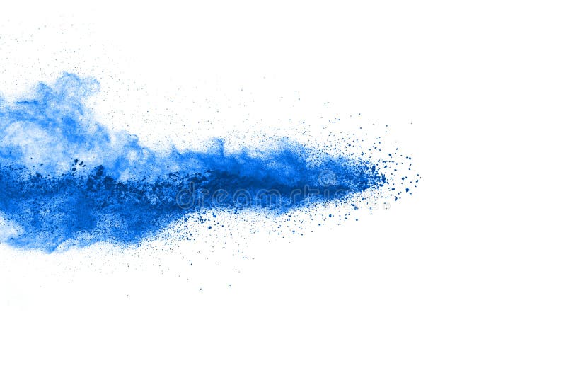 Blue Powder Explosion on White Background. Stock Image - Image of burst ...