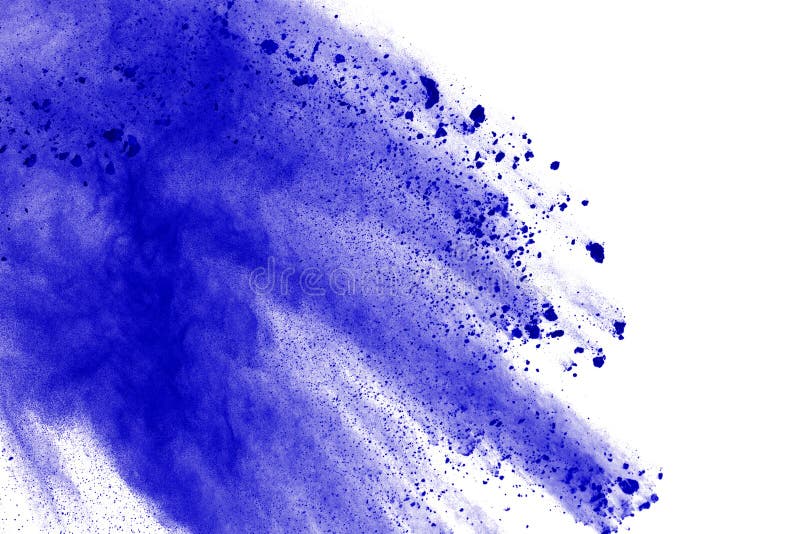 Blue Powder Explosion on White Background. Colored Cloud. Color Dust ...