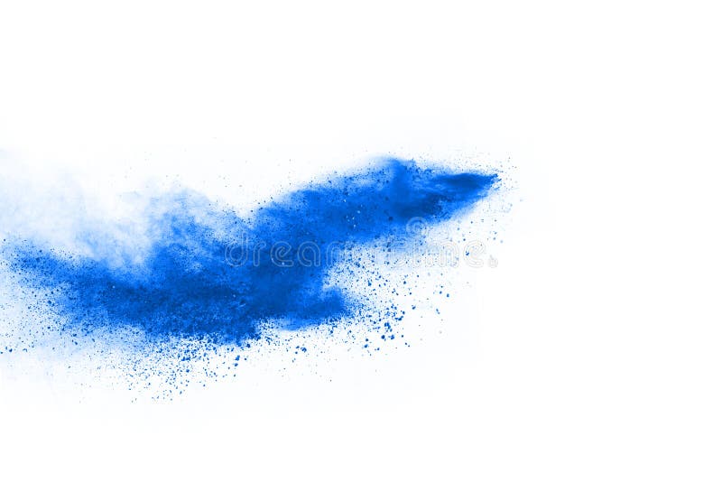Blue Powder Explosion on White Background. Stock Photo - Image of ...