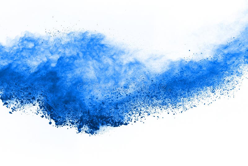Blue Powder Explosion on White Background. Stock Photo - Image of brown ...