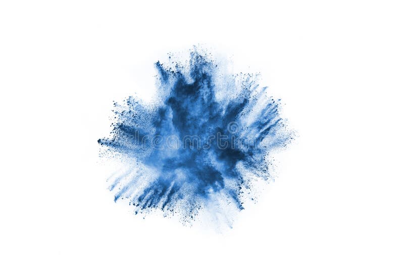 Blue Powder Explosion on White Background. Stock Image - Image of ...