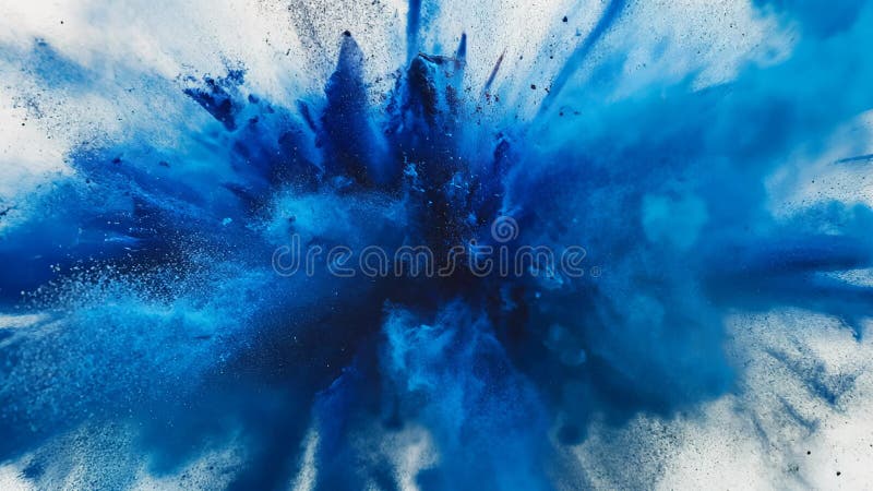 Blue Powder Explosion on White Background, Dynamic Abstract Art ...