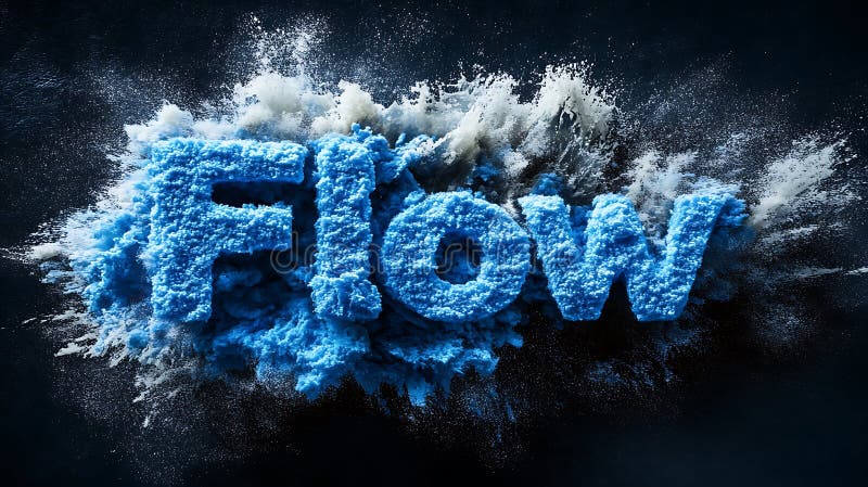 Blue Powder Forming the Word FLOW Stock Illustration - Illustration of ...