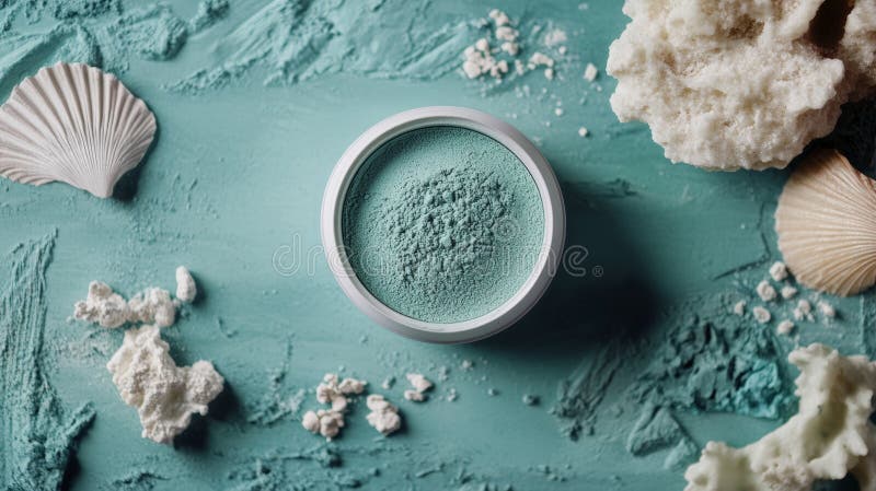 A Blue Powder is on a Table with Shells and Other Items Stock ...