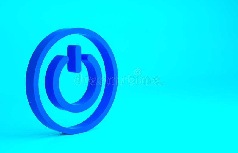 Blue Power Button Icon Isolated on Blue Background. Start Sign ...