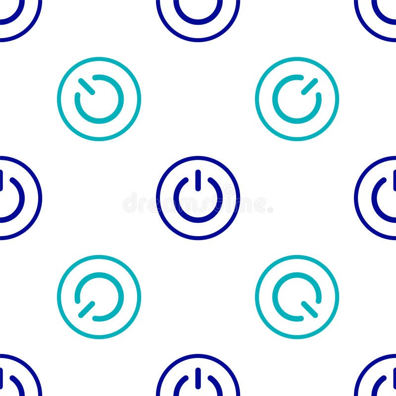 Blue Power Button Icon Isolated Seamless Pattern on White Background ...