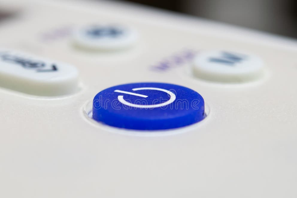 The Blue Power Button on Remote Control Stock Image - Image of ...