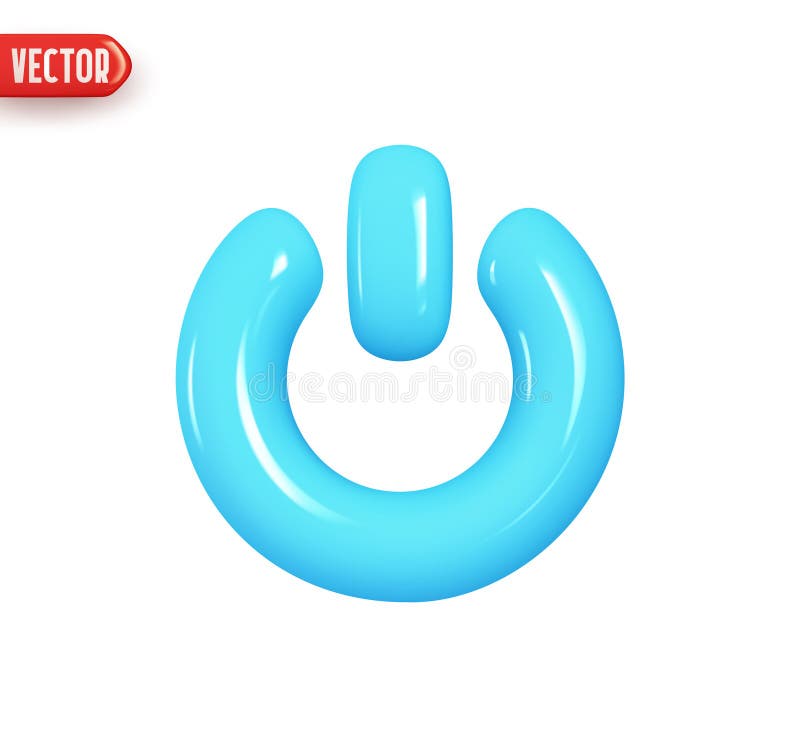 Blue Power Button. Turn Off and on Button. Realistic 3d Design Element ...