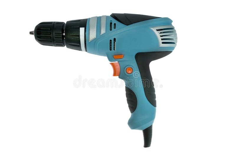Blue power drill stock photo. Image of electric, improvement - 112101614