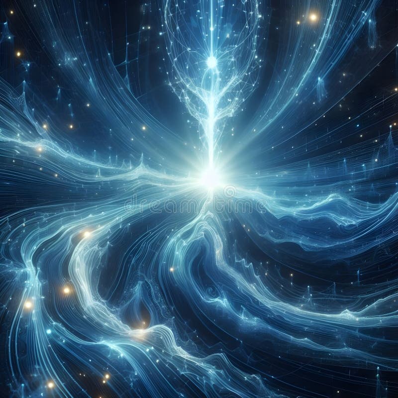 Blue Power Flows and Light and Modern Solar Power Glass. Stock ...