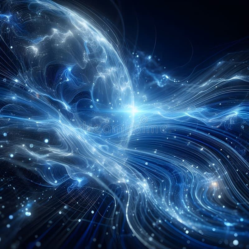 Blue Power Flows and Light and Modern Solar Power Glass. Stock ...