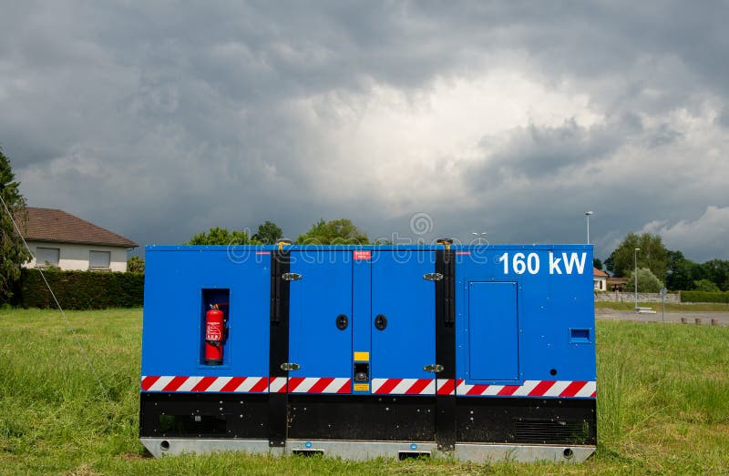 Blue Power Generator in the Countryside Stock Photo - Image of ...