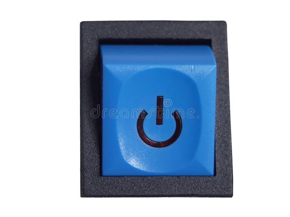 Blue Power Switch Button Isolated on White Background. Power Button ...