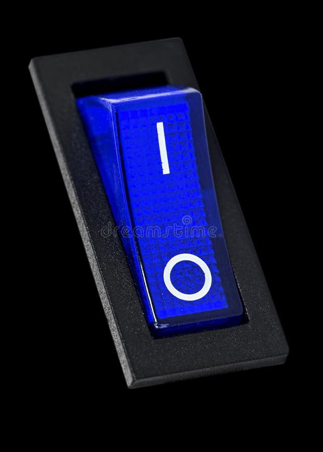 Blue Power Switch at on Position, Isolated on White Background No ...