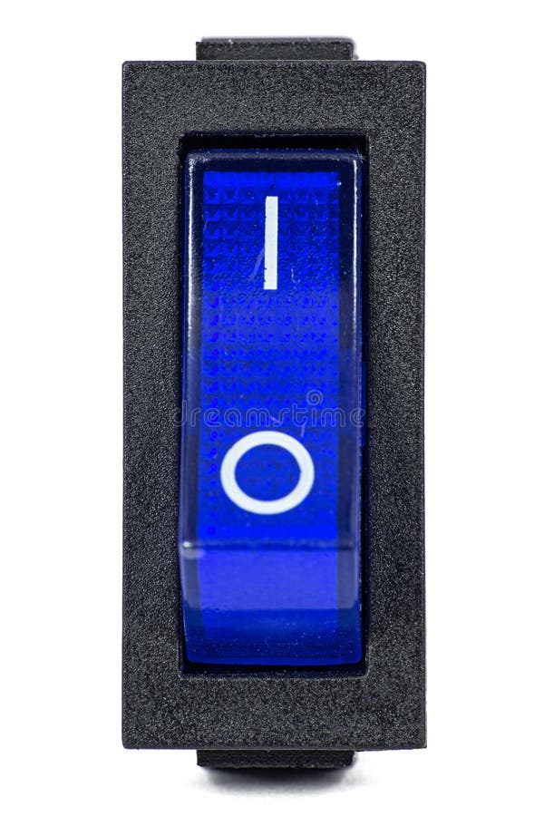 Blue Power Switch, Isolated on White Background Stock Image - Image of ...