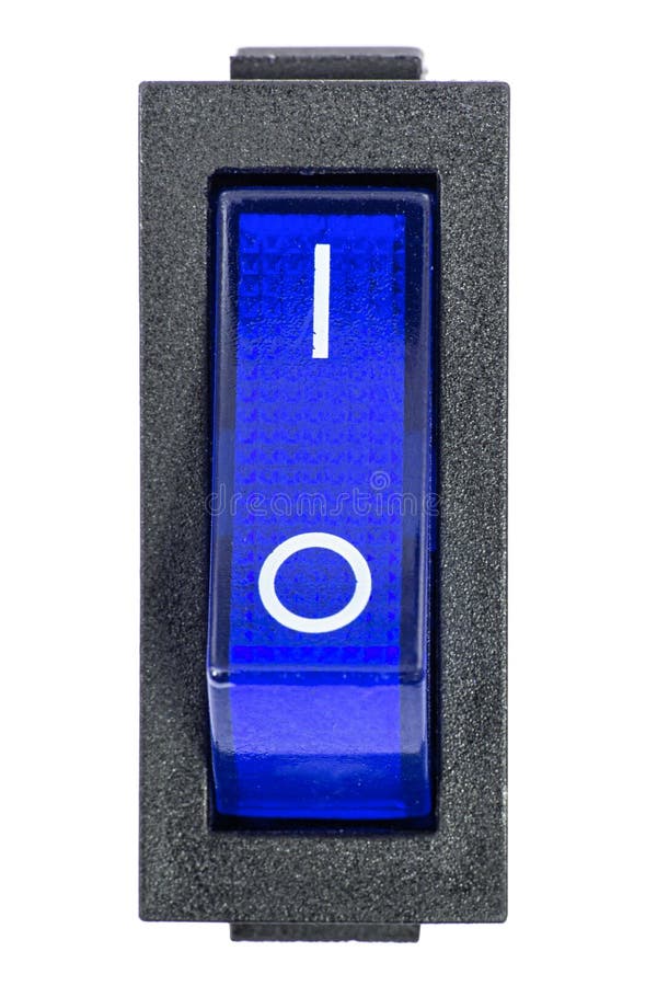 Blue Power Switch, Isolated on White Background Stock Image - Image of ...