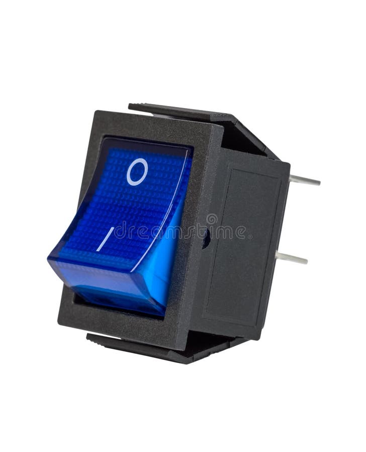 Blue Power Switch on White Background Stock Photo - Image of electric ...