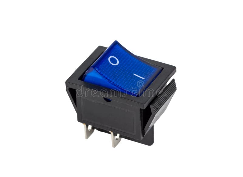 Blue Power Switch on White Background Stock Image - Image of electrical ...