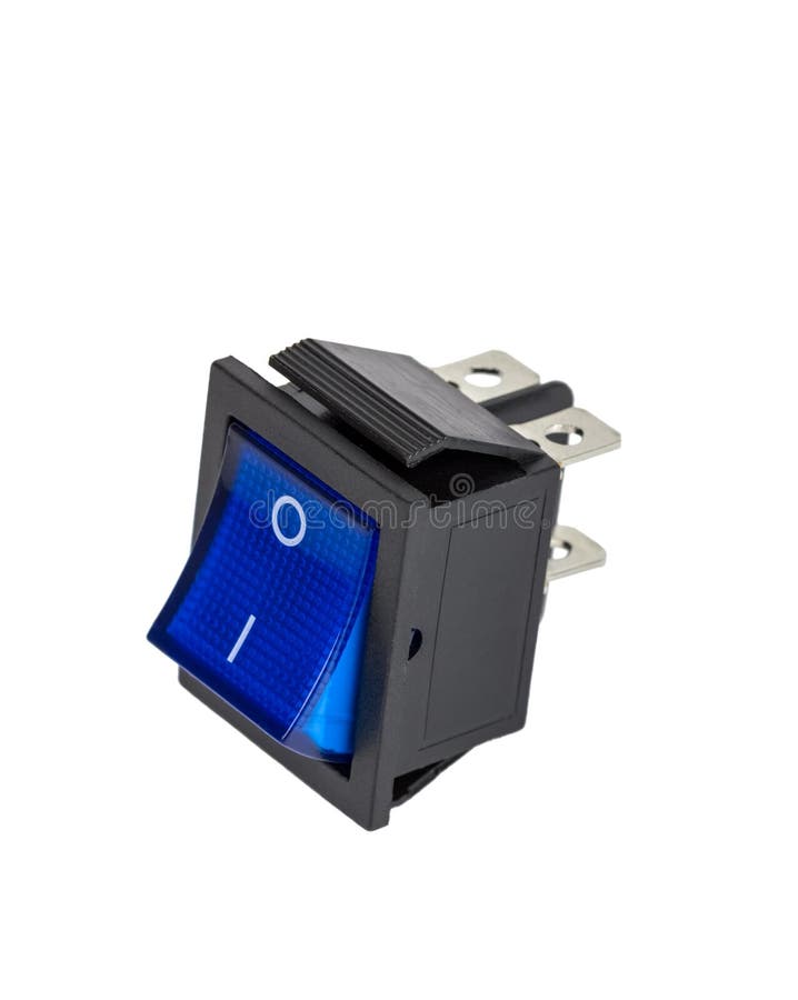 Blue Power Switch on White Background Stock Image - Image of electric ...