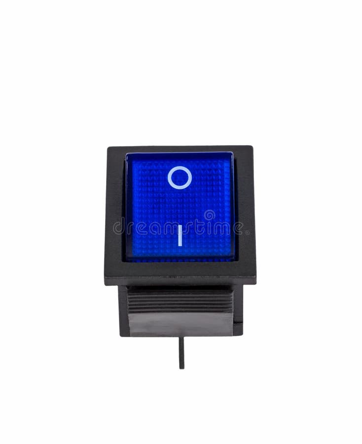 Blue Power Switch on White Background Stock Image - Image of background ...