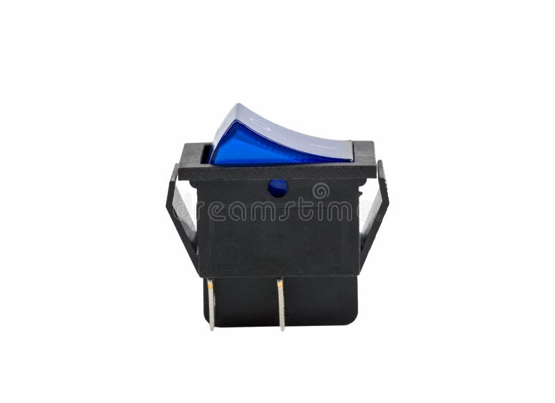 Blue Power Switch on White Background Stock Photo - Image of closeup ...