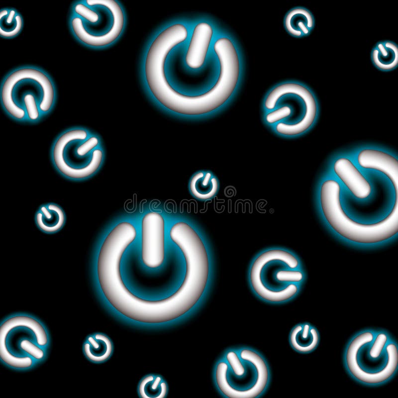 Blue Power on Vector Buttons - Black Background Stock Vector ...