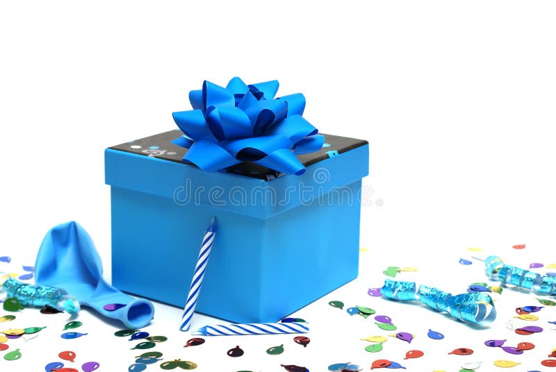Blue Present stock image. Image of happy, gift, candle - 21137853