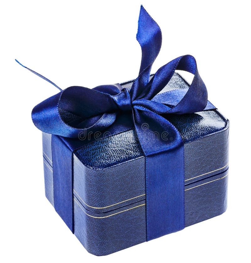 Blue Present Box with Silk Ribbon Stock Image - Image of celebration ...