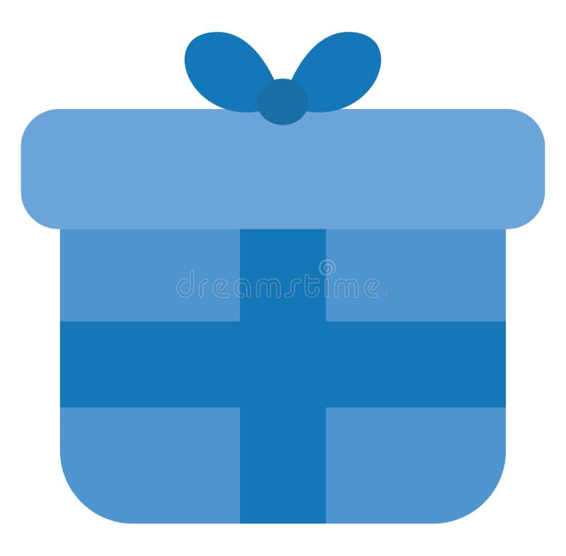 Blue Present with Dark Blue Bow, Icon Stock Vector - Illustration of ...