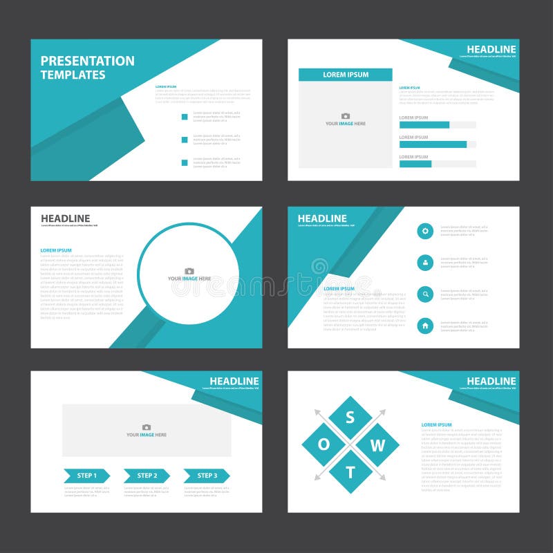 Blue Presentation Templates Elements on a White Background. Vector ...