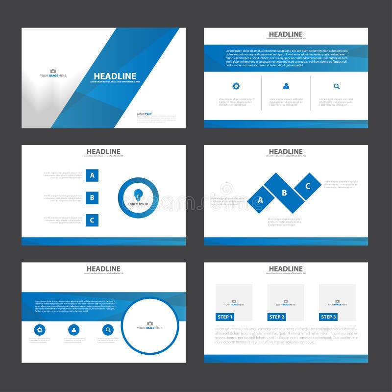 Blue Presentation Templates Elements on a White Background. Vector ...