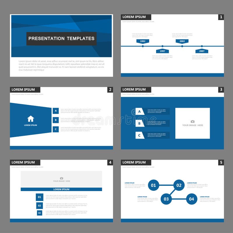 Blue Presentation Templates Elements on a White Background. Vector ...