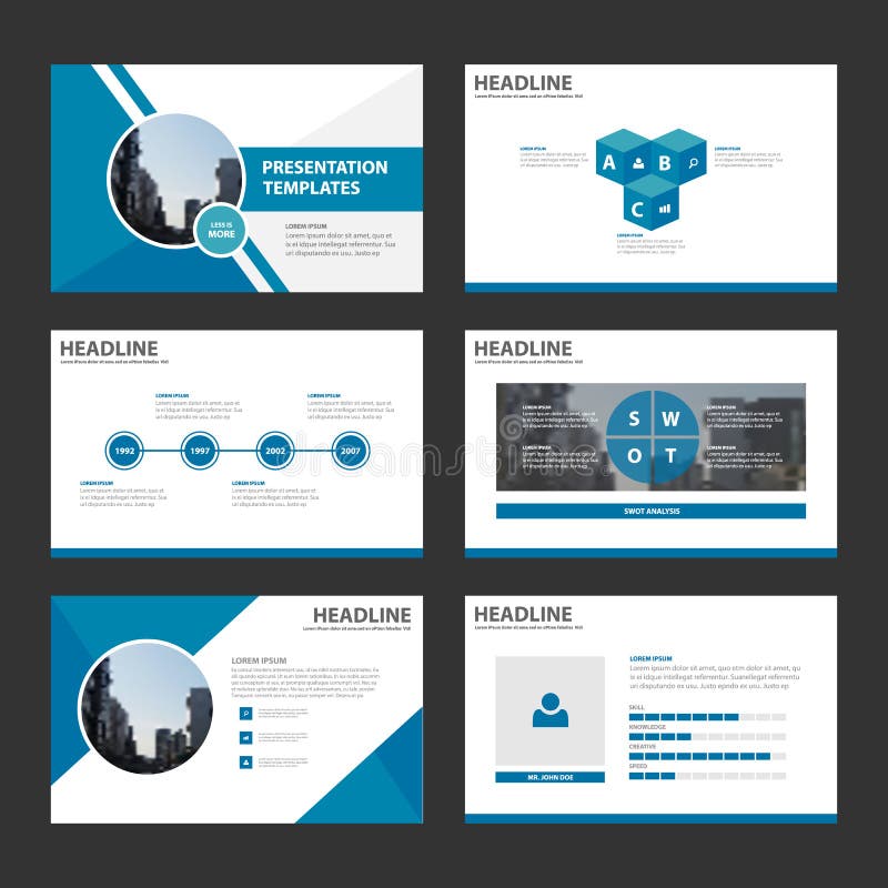 Blue Presentation Templates Elements on a White Background. Vector ...
