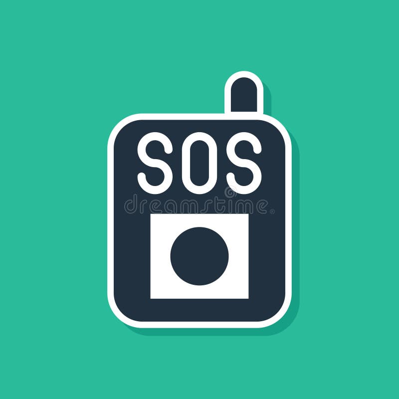 Blue Press the SOS Button Icon Isolated on Green Background. Vector ...