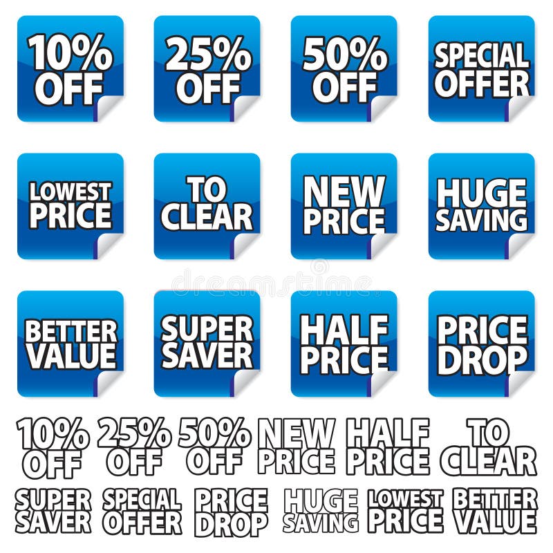 Blue Price Sticker stock vector. Illustration of value - 10966418