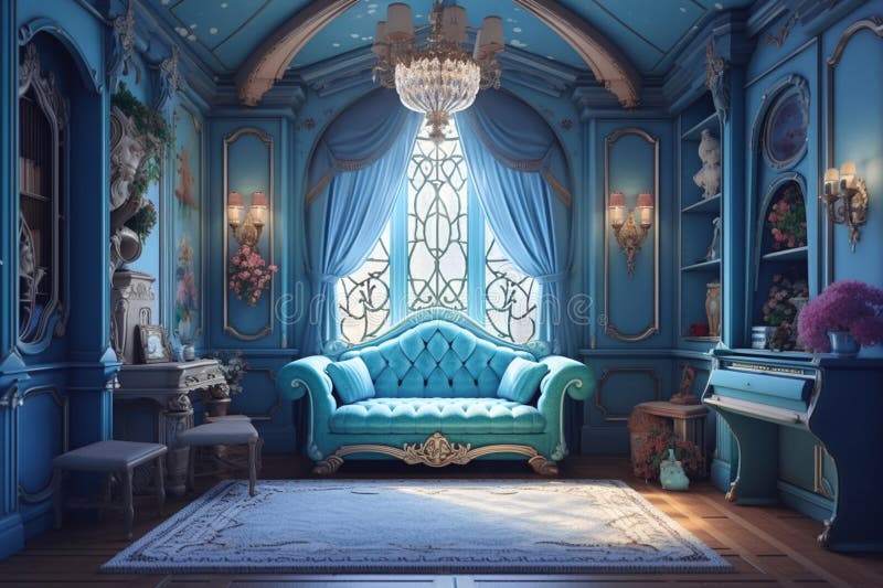 Blue Princess Room. Ai Generated Image Stock Illustration ...