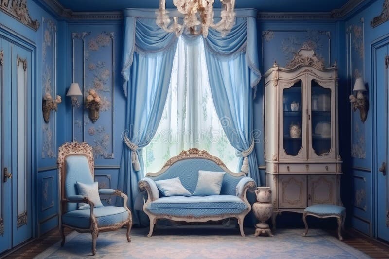 Blue Princess Room. Ai Generated Image Stock Illustration ...