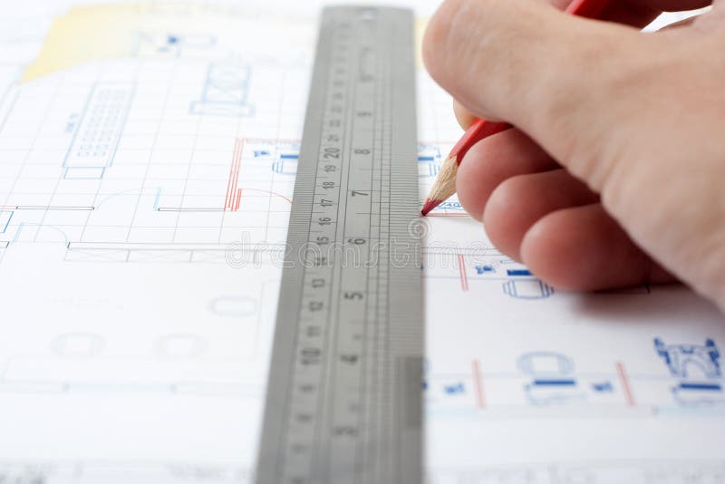 Blue print stock image. Image of pencil, designer, construction - 10703561