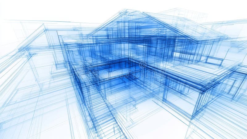 Blue Print Floor Plan, Architectural Wireframe Visualization Background ...
