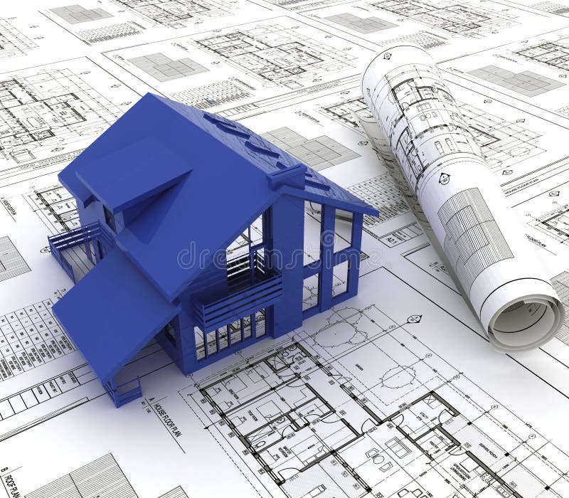 Blue print of a house stock illustration. Illustration of model - 20499254
